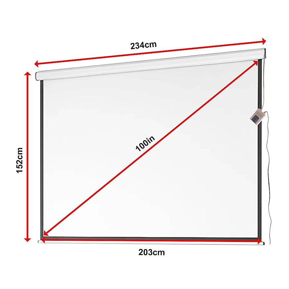 100" Electric Motorised Projector Screen TV +Remote - RnR Galore
