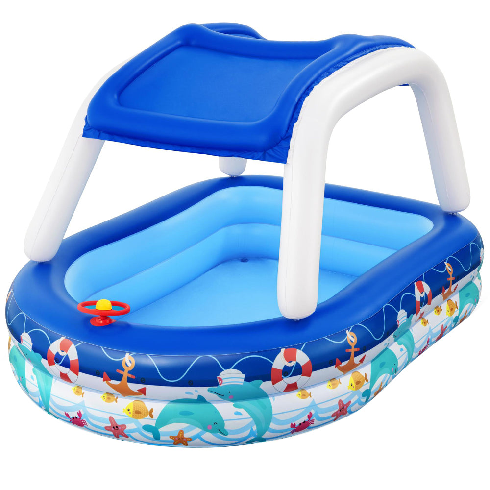 Bestway Kids Pool 213x155x132cm Inflatable Swimming w/ Canopy Play ...